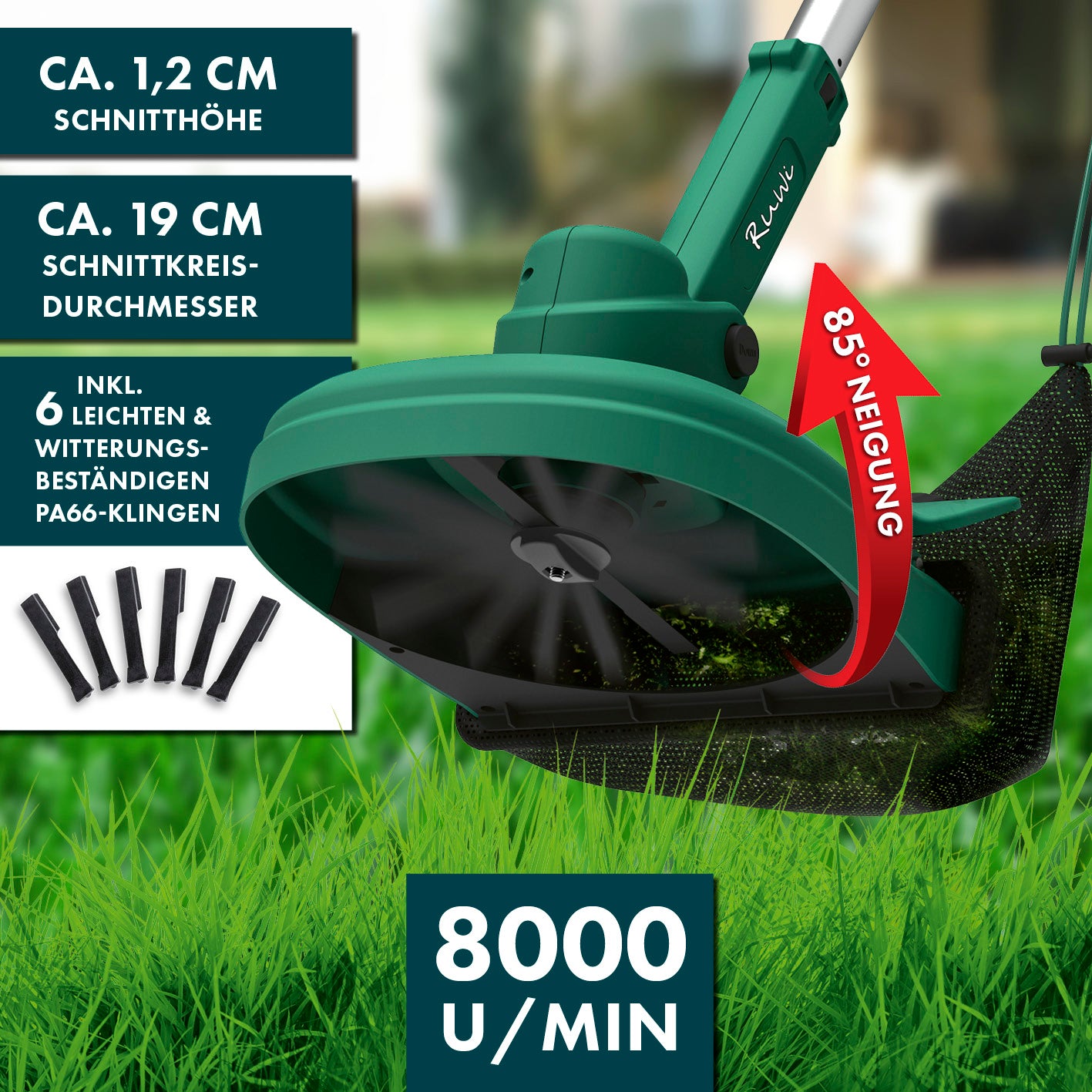 Akku-Rasentrimmer mit Auffangnetz - RuWi – Ruwi Rasentrimmer