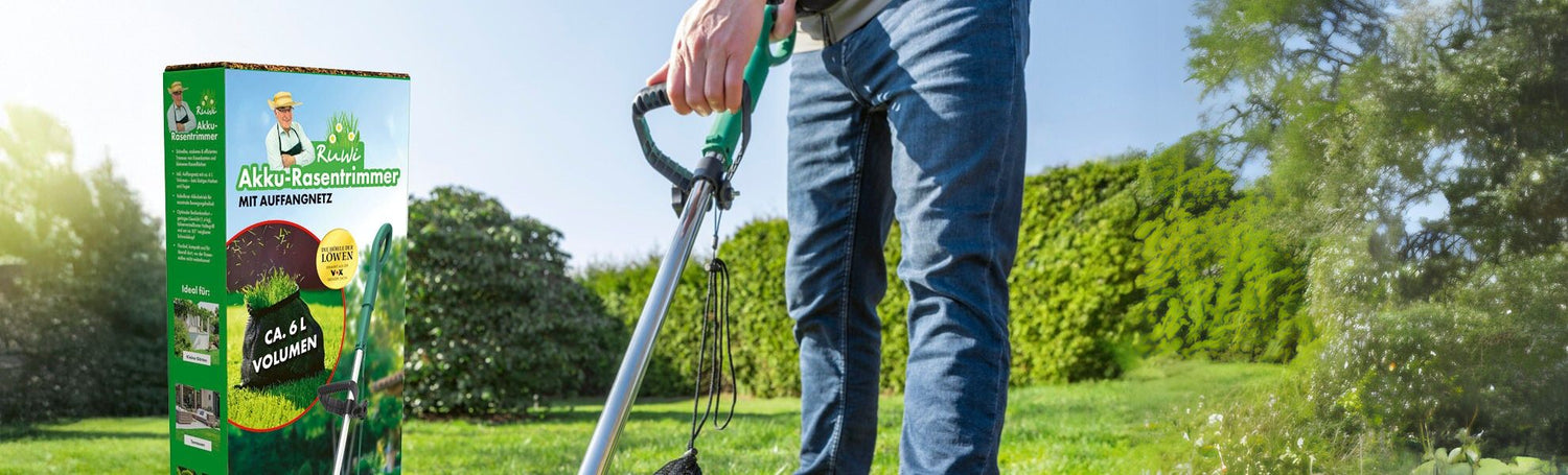 Akku-Rasentrimmer mit Auffangnetz - RuWi – Ruwi Rasentrimmer